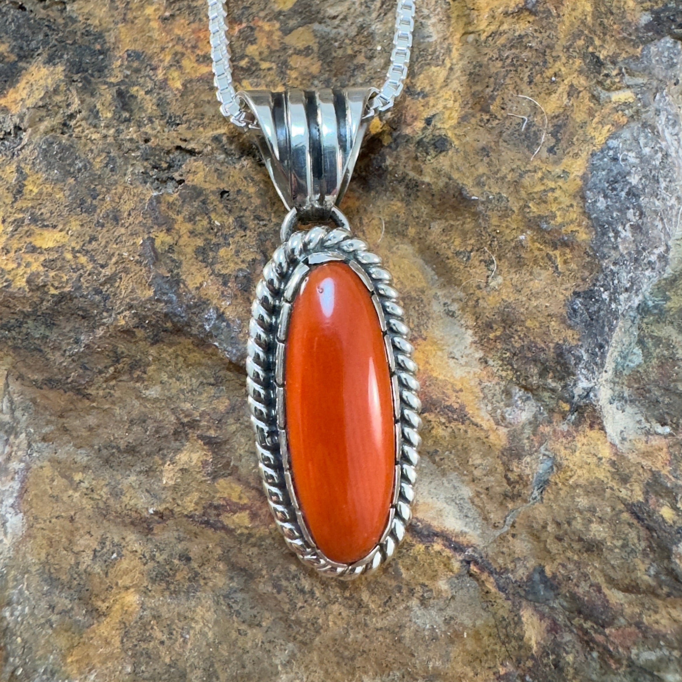 Mediterranean Red Coral Pendant with Twisted Rope Bezel by Kevin Ramon ...
