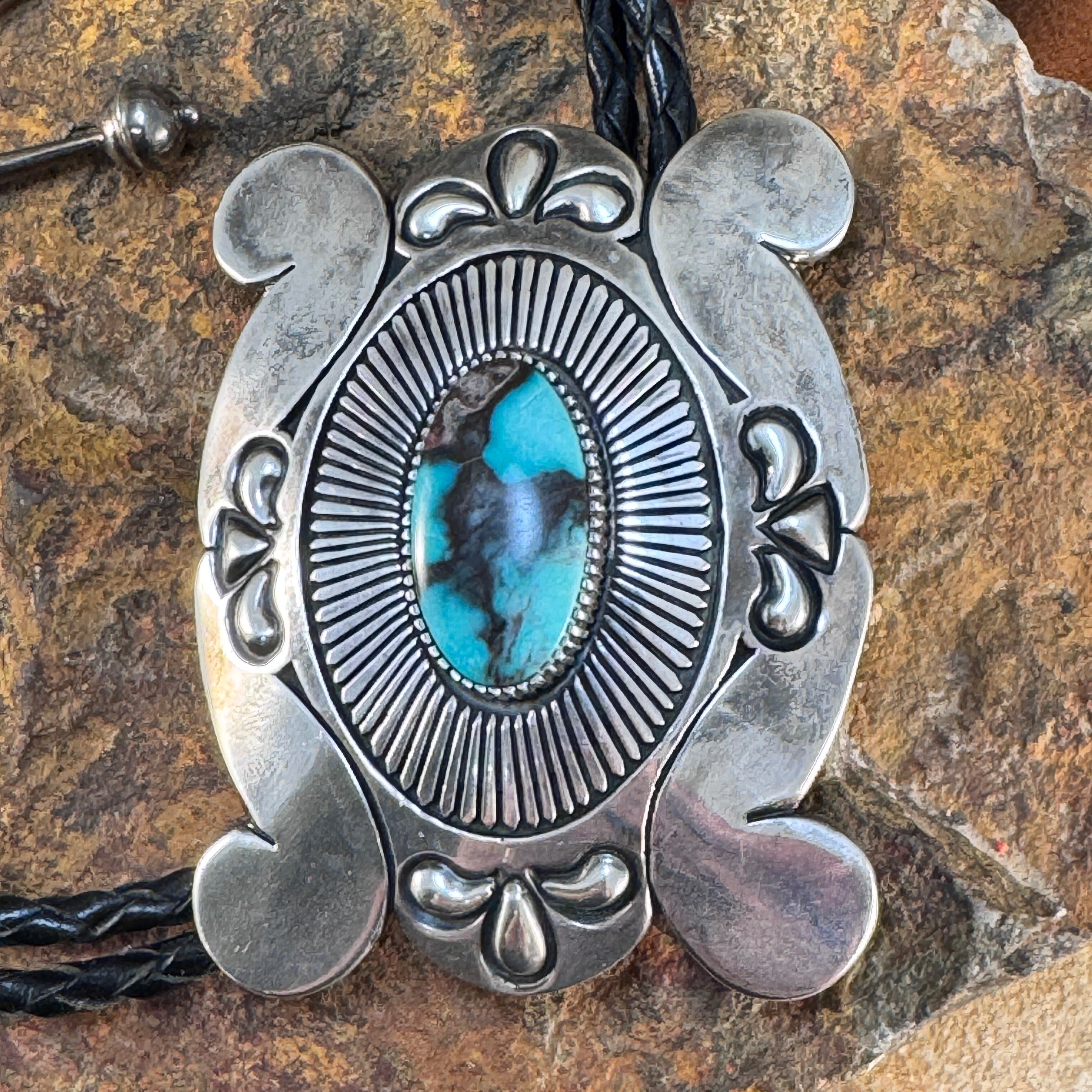 Sterling Silver Bolo Ties w/ Turquoise / Inlaid Stones Native Ameican ...