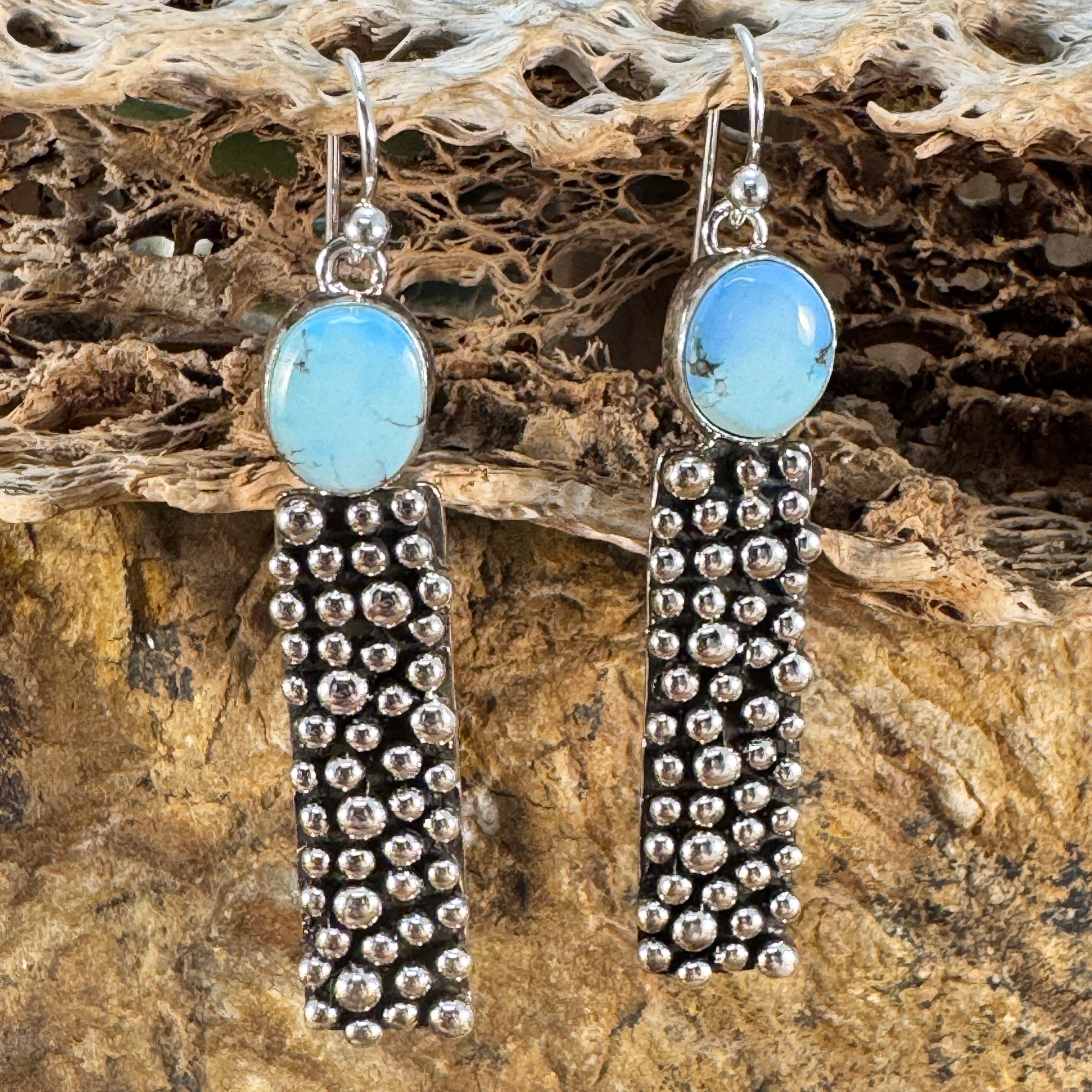 Million Drops Golden Hill Turquoise Sterling Silver Earrings by Ray Co ...