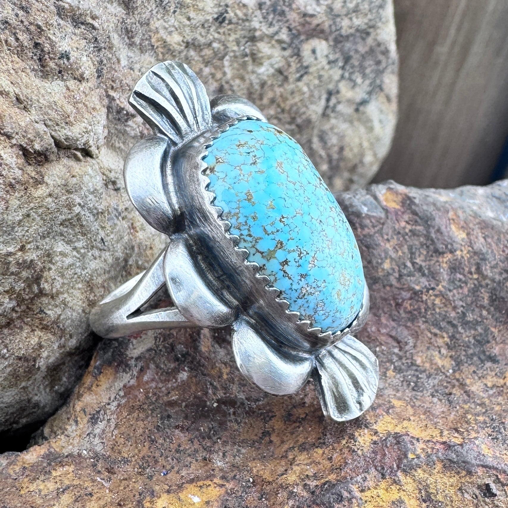 No. 8 Mine Turquoise Ring with Accents by Mary Tso – Black Arrow Native ...