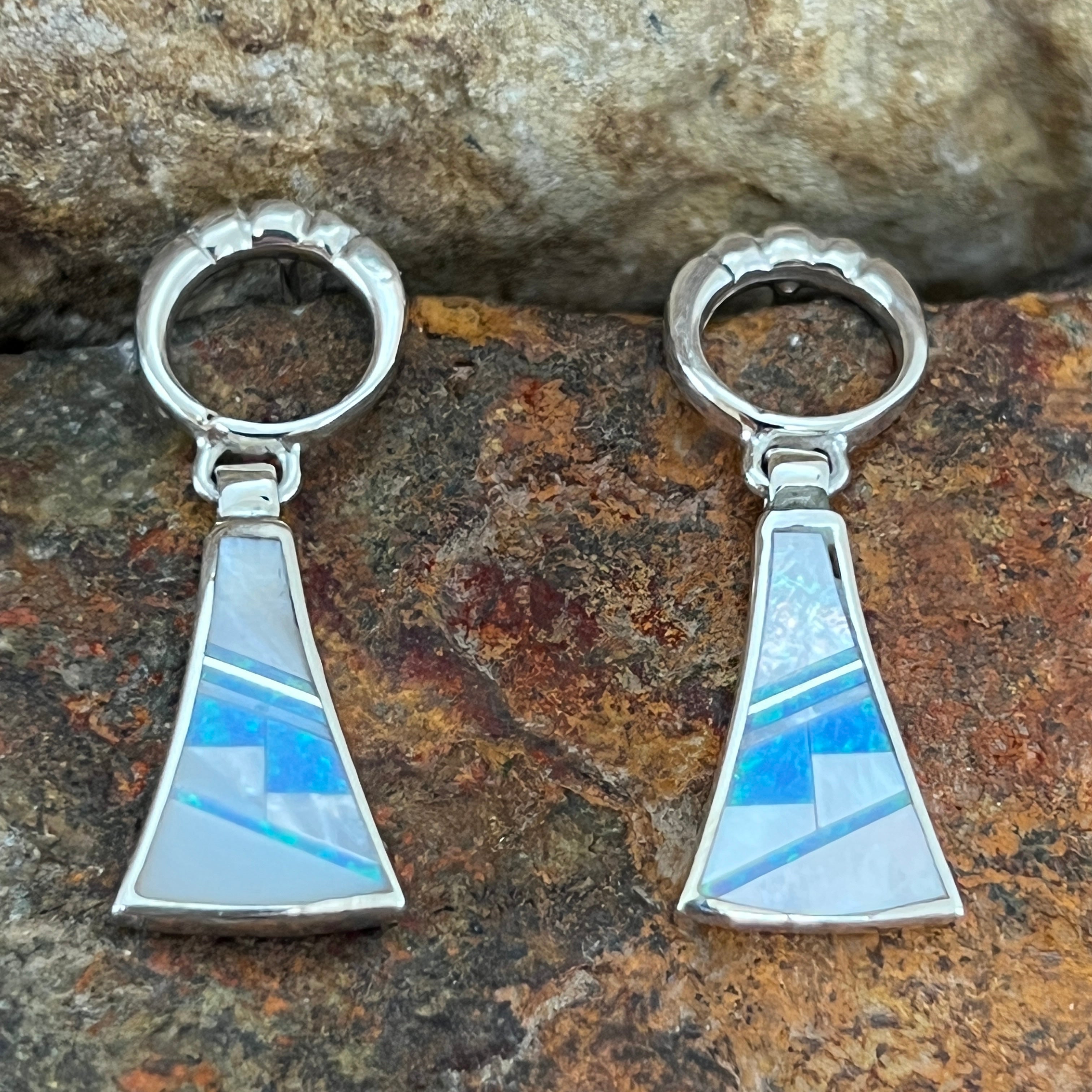 David Rosales Mystic Pearl Inlaid Sterling Silver Earrings – Black ...