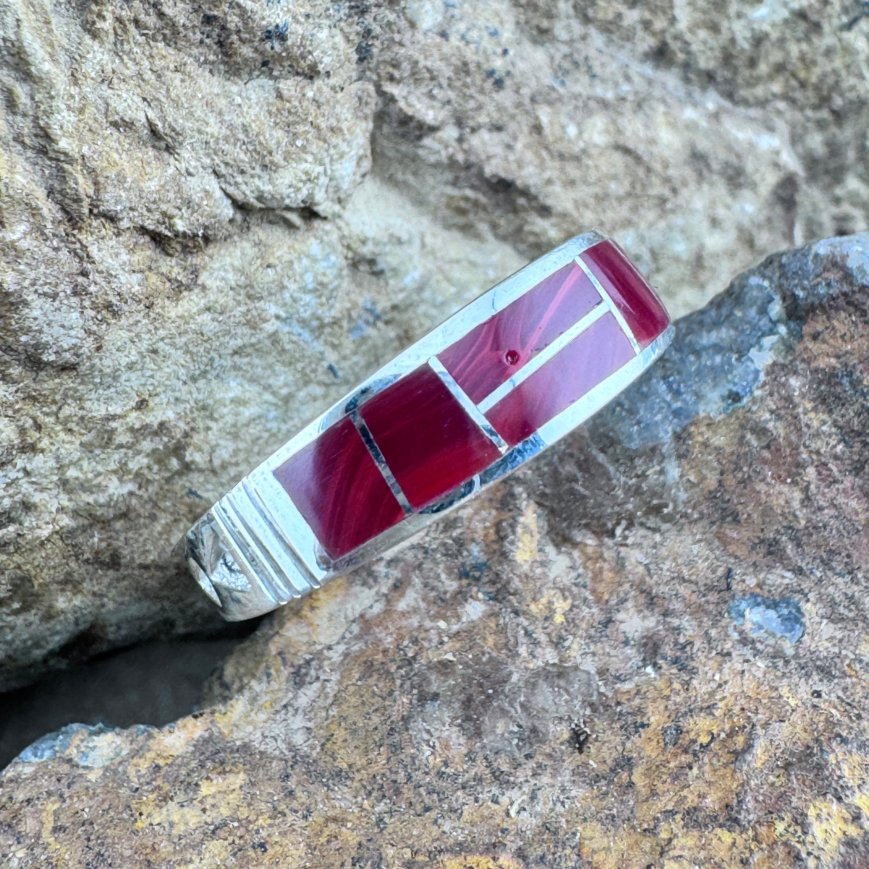 David Rosales Rosarita Inlaid Sterling Silver Ring – Black Arrow Native ...
