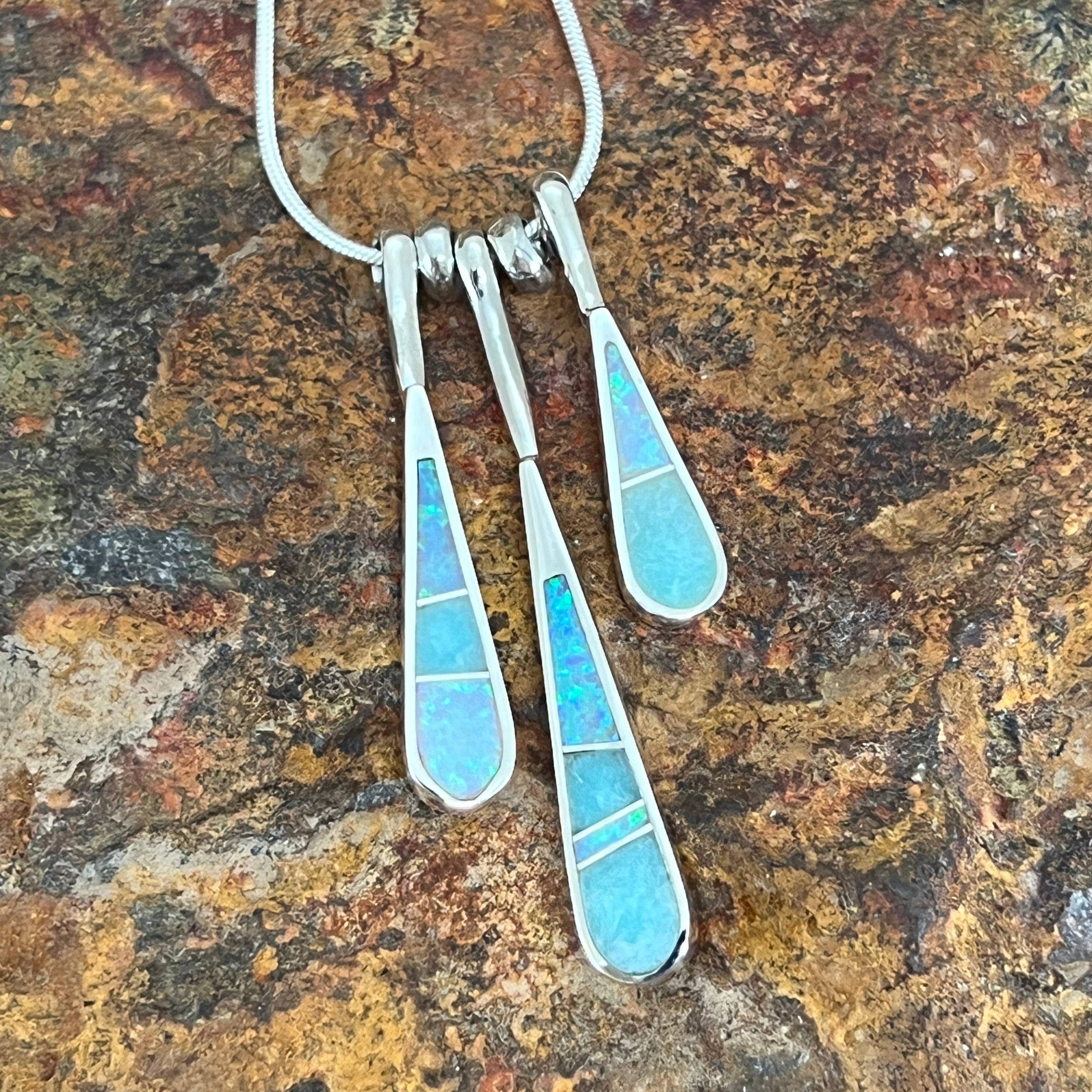 David Rosales Amazing Light Inlaid Sterling Silver Necklace – Black ...