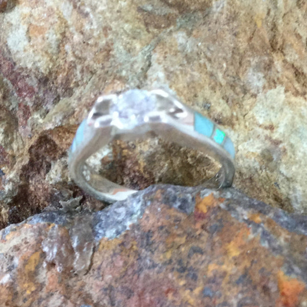 David Rosales Amazing Light Inlaid Sterling Silver Ring Cubic Zirconia