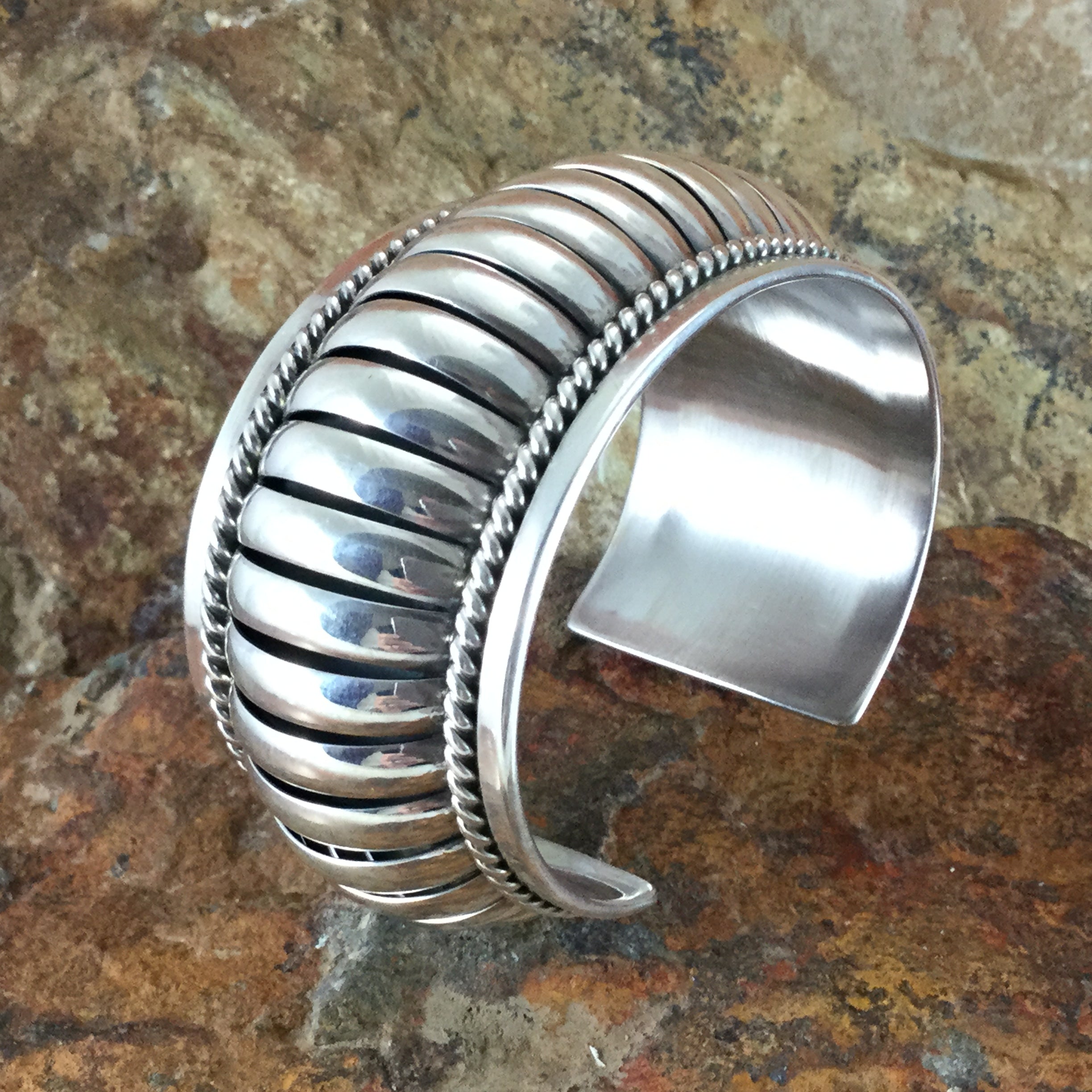 Traditional Sterling Silver Cuff Bracelet by Tom Charlie 1 1/4"Wide ...